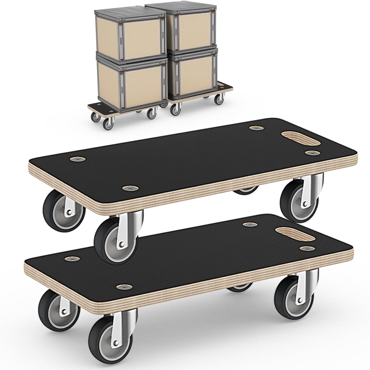Amazon.com: Wood Platform Dolly 4 Wheels Heavy Duty Furniture Mover ...
