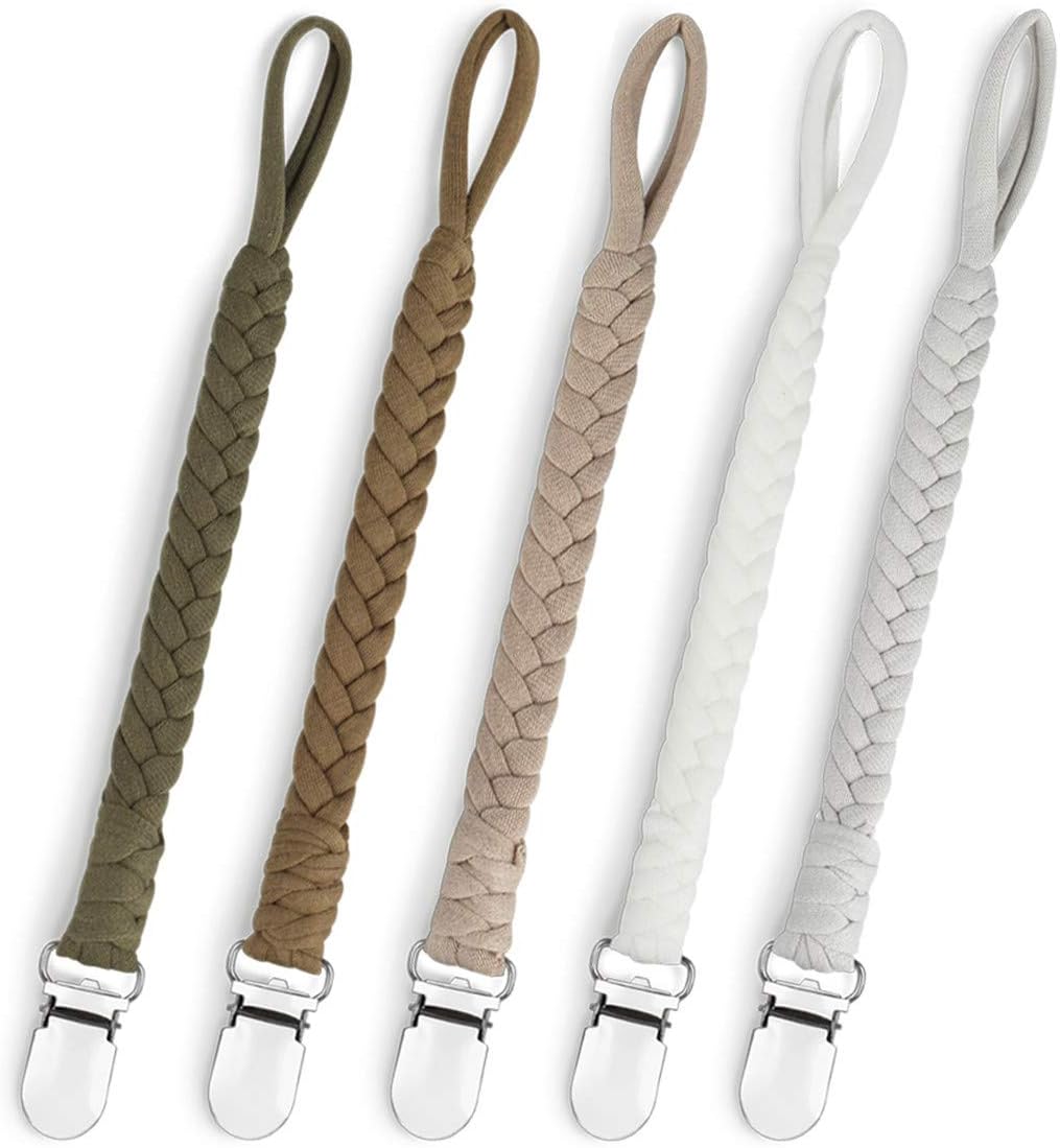 Amazon.com : Pacifier Clip for Boys and Girls, Handmade Braided Cotton ...