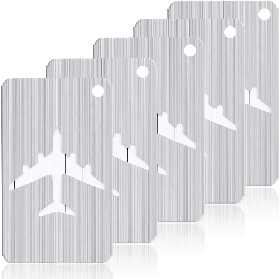 Amazon.com | [5 Pack] Aluminum Luggage Tags Brushed Metal Texture ...