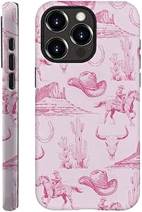 Amazon.com: DAIZAG Case Compatible with for iPhone 15 Pro Max,Vintage Pink Cowboy Hat Horses ...
