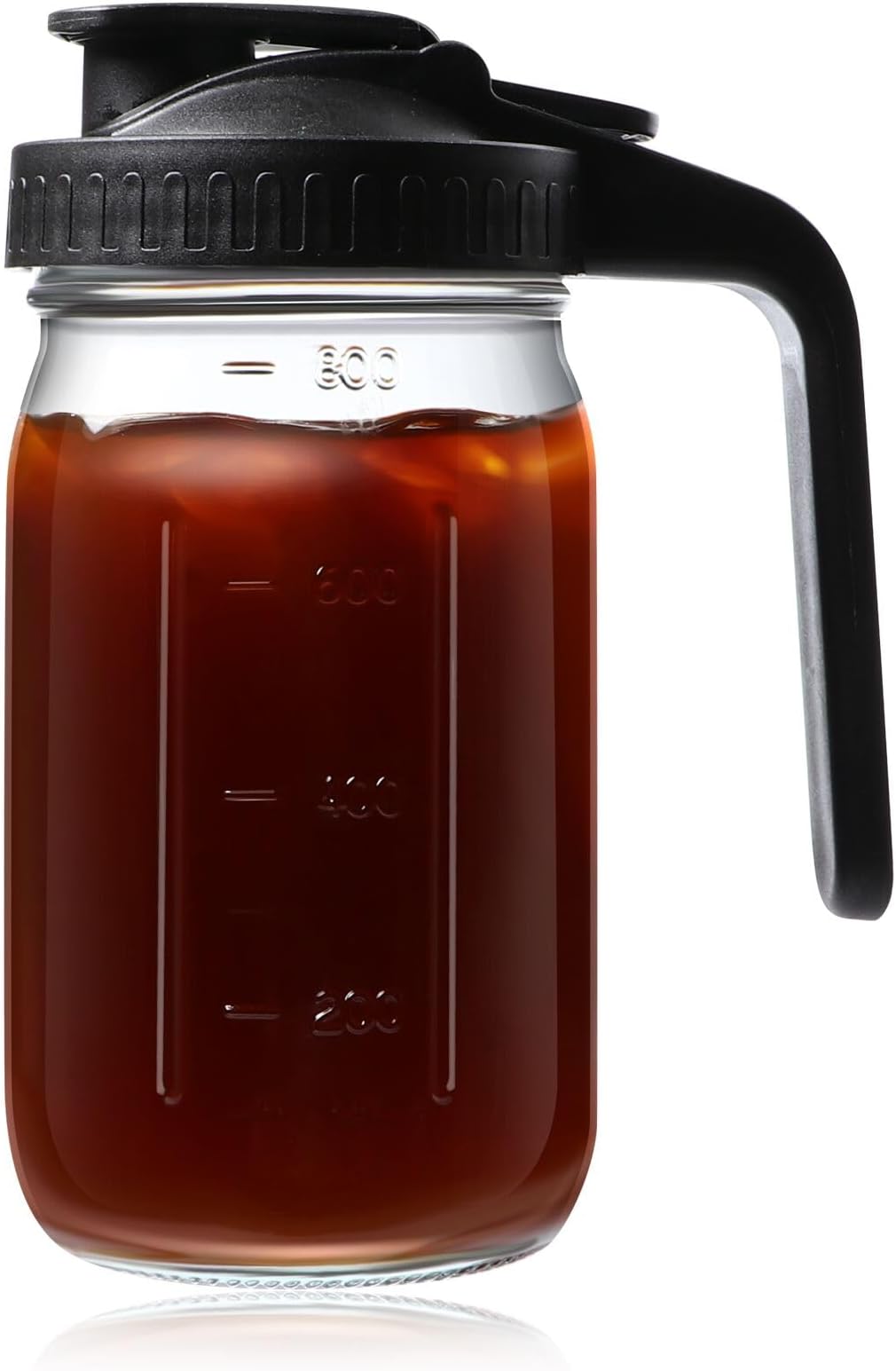 Mason Jar Pitcher Wide Mouth Glass Water Jug with Handle Lid 32 oz ...