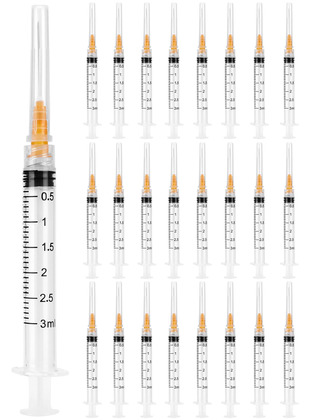 Snapklik.com : 24 Pack Disposable 3ml Syringes