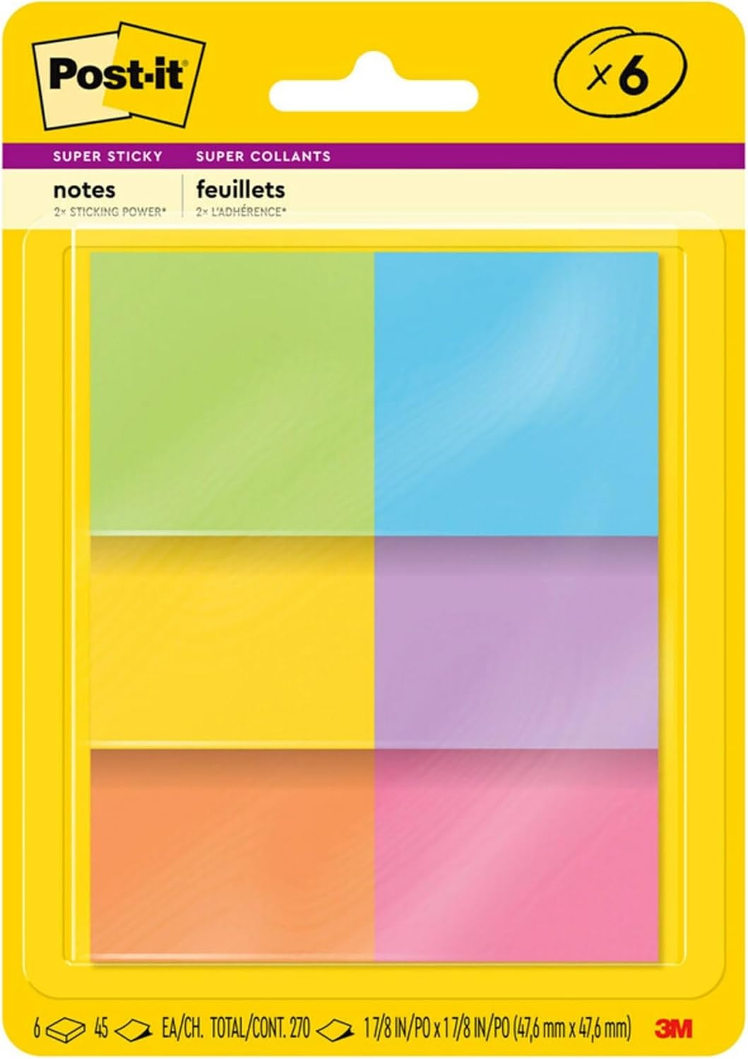 Amazon.com : Post-it® Super Sticky Notes, 1 7/8 in x 1 7/8 in, Energy ...