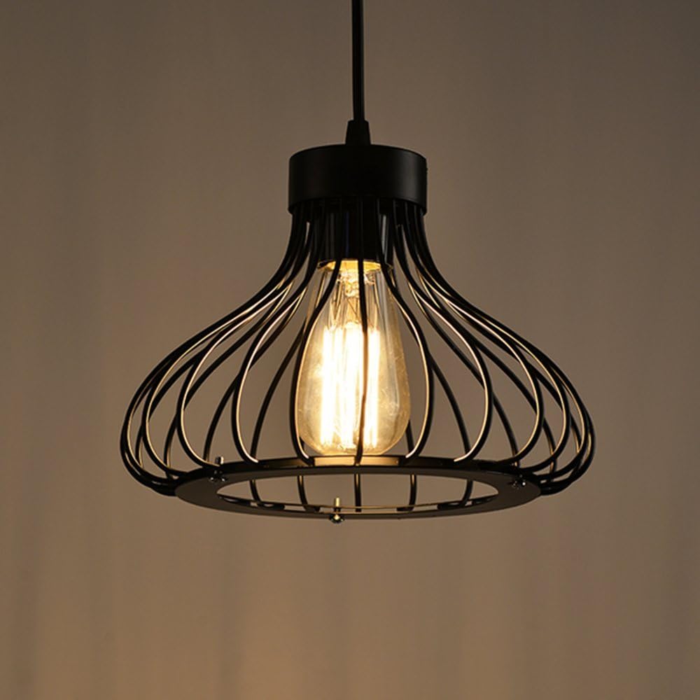 Industrial Retro Cage Ceiling Pendant Light, Shades Metal Basket Lamp ...