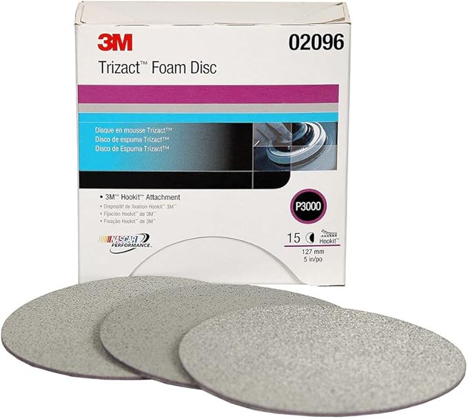 Amazon.com: 3M Trizact Hookit Foam Disc, 02096, 5 in, 3000, 15 discs per carton : Automotive