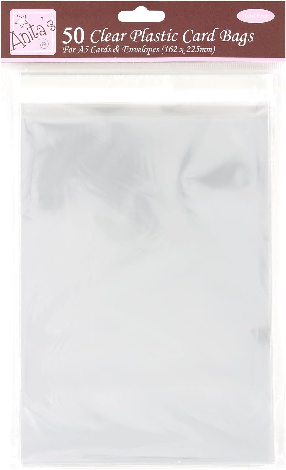 Anita's Card Bag, 162 x 225mm, Clear, Pack of 50, Plastic Bag, Card ...