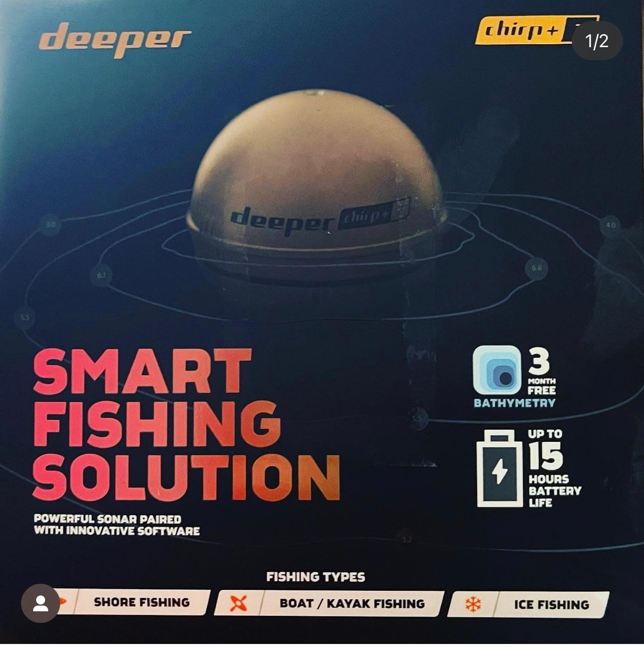 Deeper Chirp+ 2 Ecoscandaglio da pesca lanciabile e portatile ...