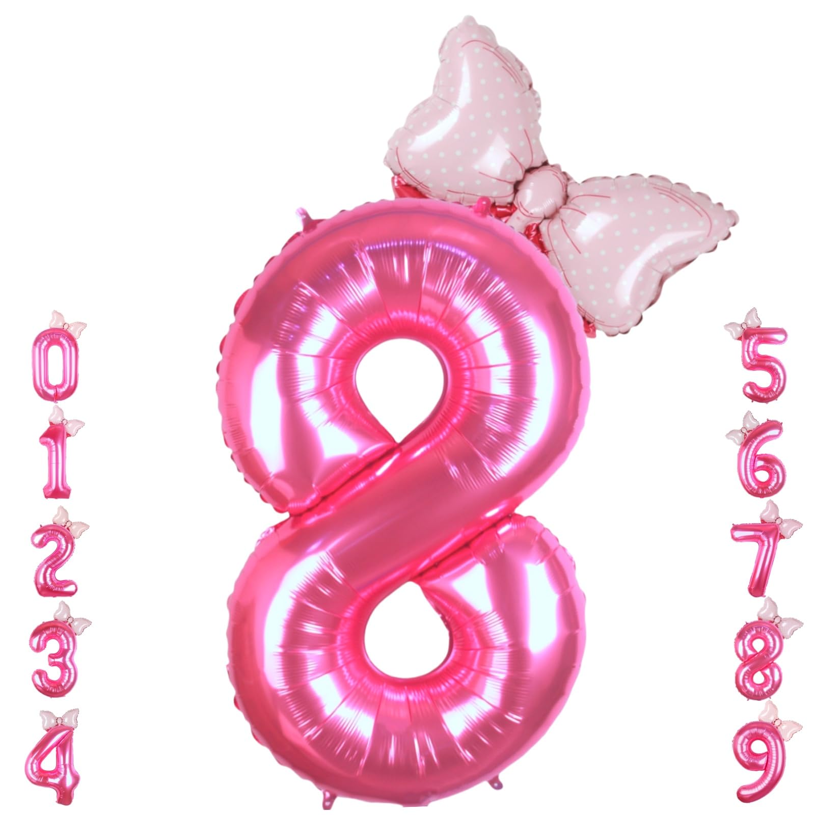 Amazon.com: Kwuz 40 Inch Pink Number 8 Balloon with Mini Bow Balloon ...