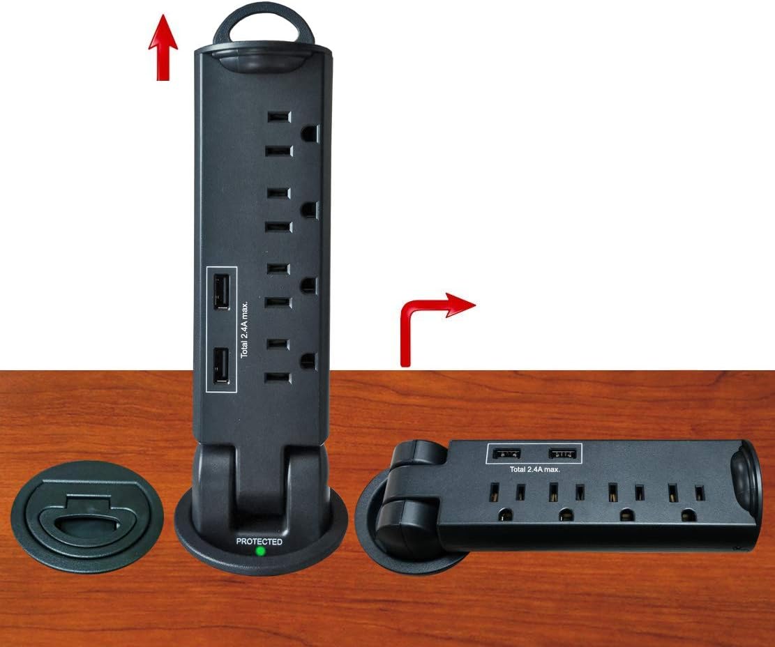 Amazon.com: Electriduct Desktop Pull-Up PowerTap Grommet with Surge ...