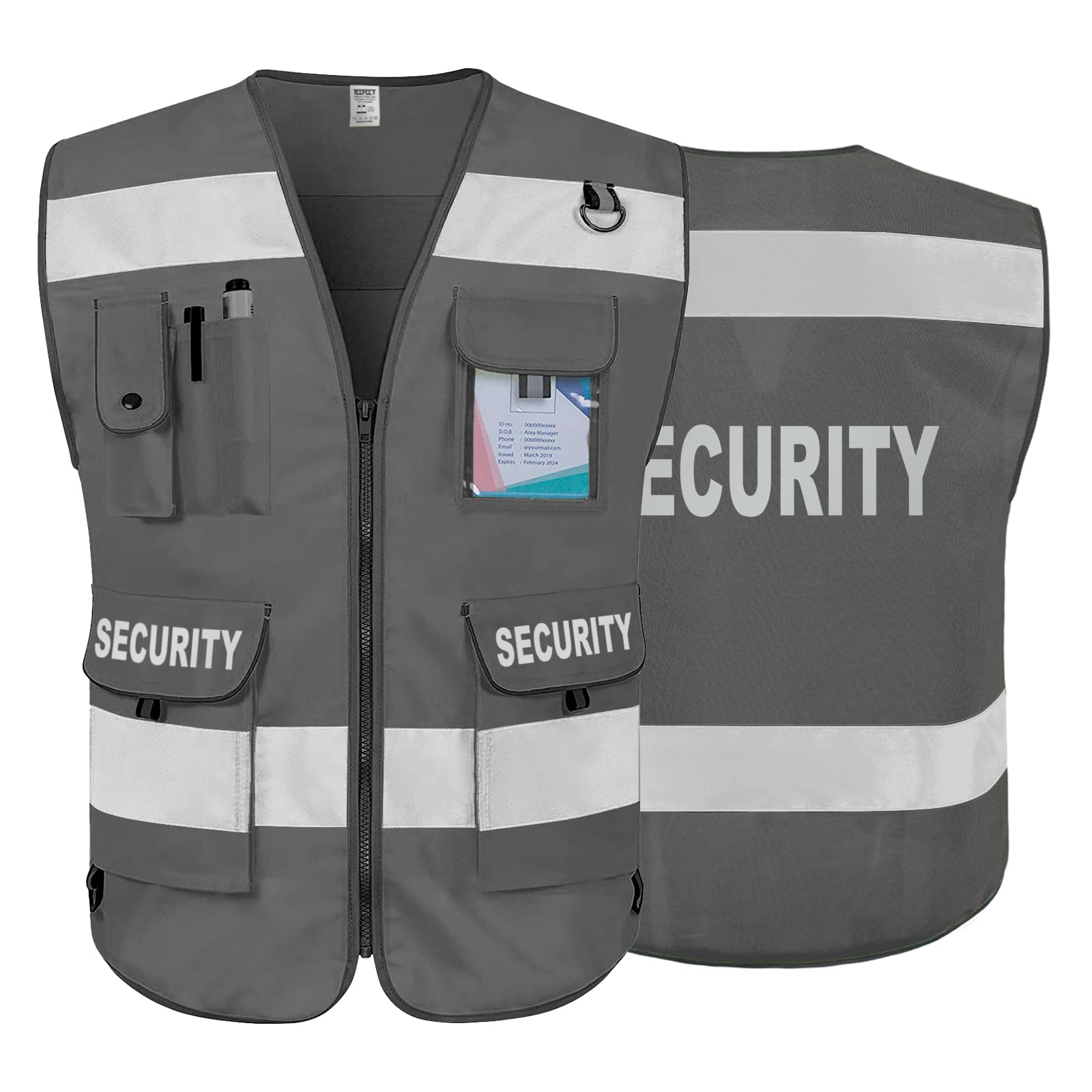 Snapklik.com : TCCFCCT Security Vest For Security Guard 9 Pockets High ...