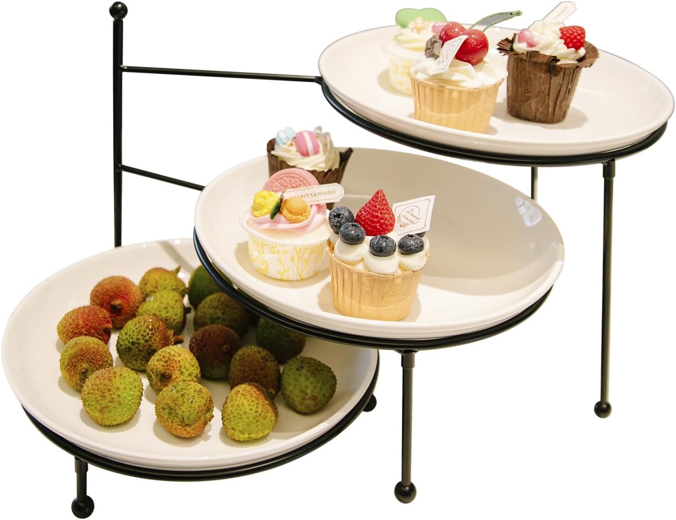 Amazon.com | Food Serving Tray Set: 3 Tier Metal Display Stand with 3 ...