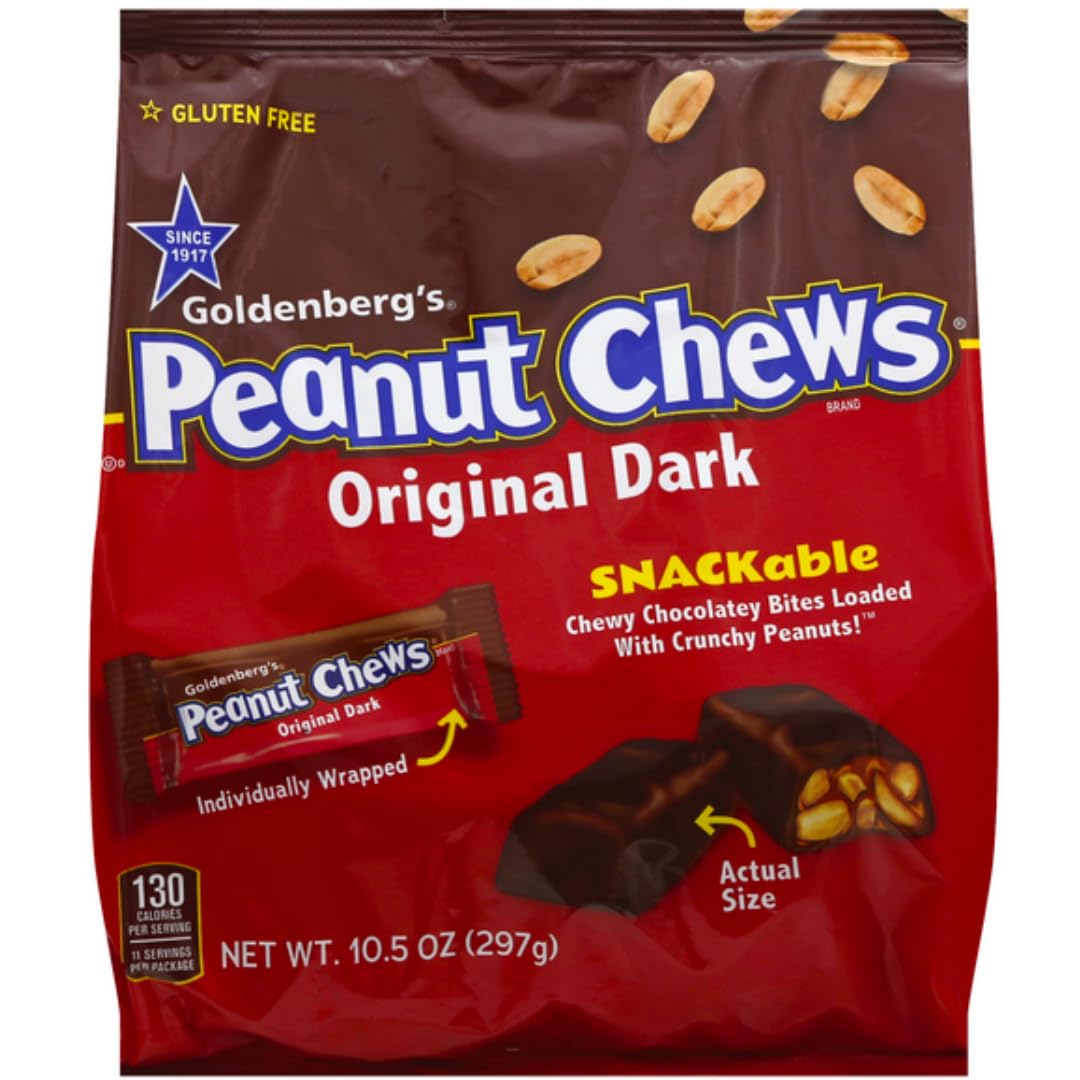 Amazon.com : Goldenberg's Peanut Chews Original Dark Chocolate Candy ...