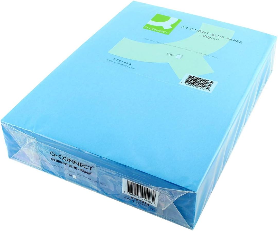Q Connect A4 80gsm Bright Blue Ream Coloured Copier Paper : Amazon.co ...