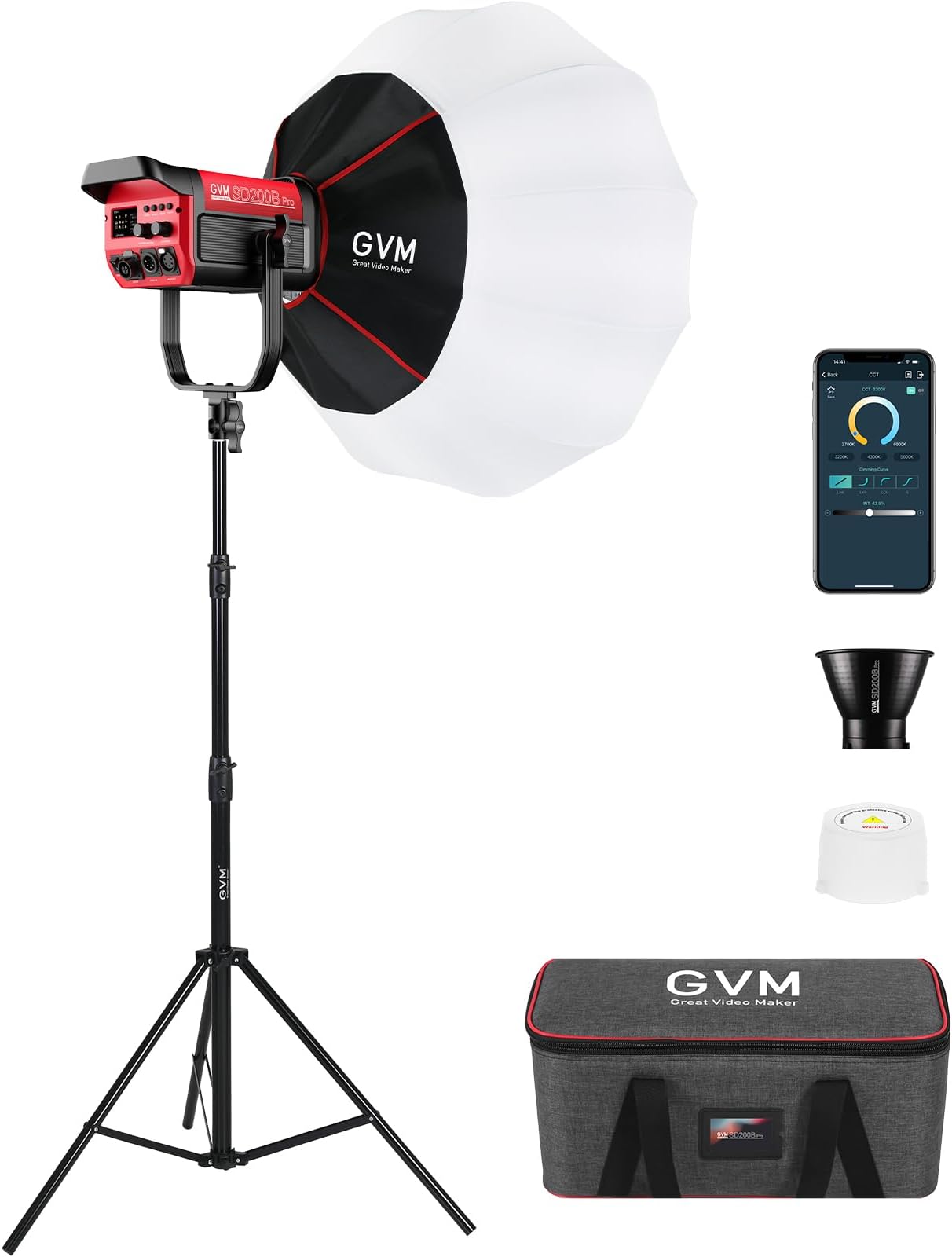 Amazon.com : GVM 200W LED Video Light with Lantern Softbox, SD200B ...