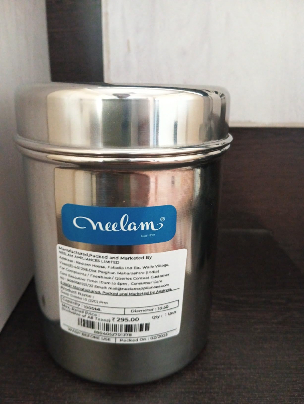 Buy Neelam Stainless Steel Deep Dabba - 1000 ml, 1 Piece, Silver ...