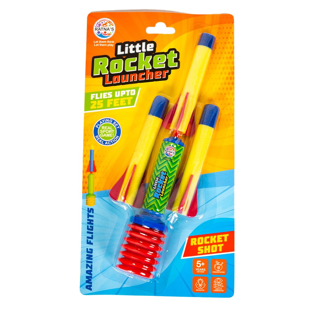 Buy Ratna's Little Rocket Launcher Toy with 3 Foam Rockets Flies Upto ...