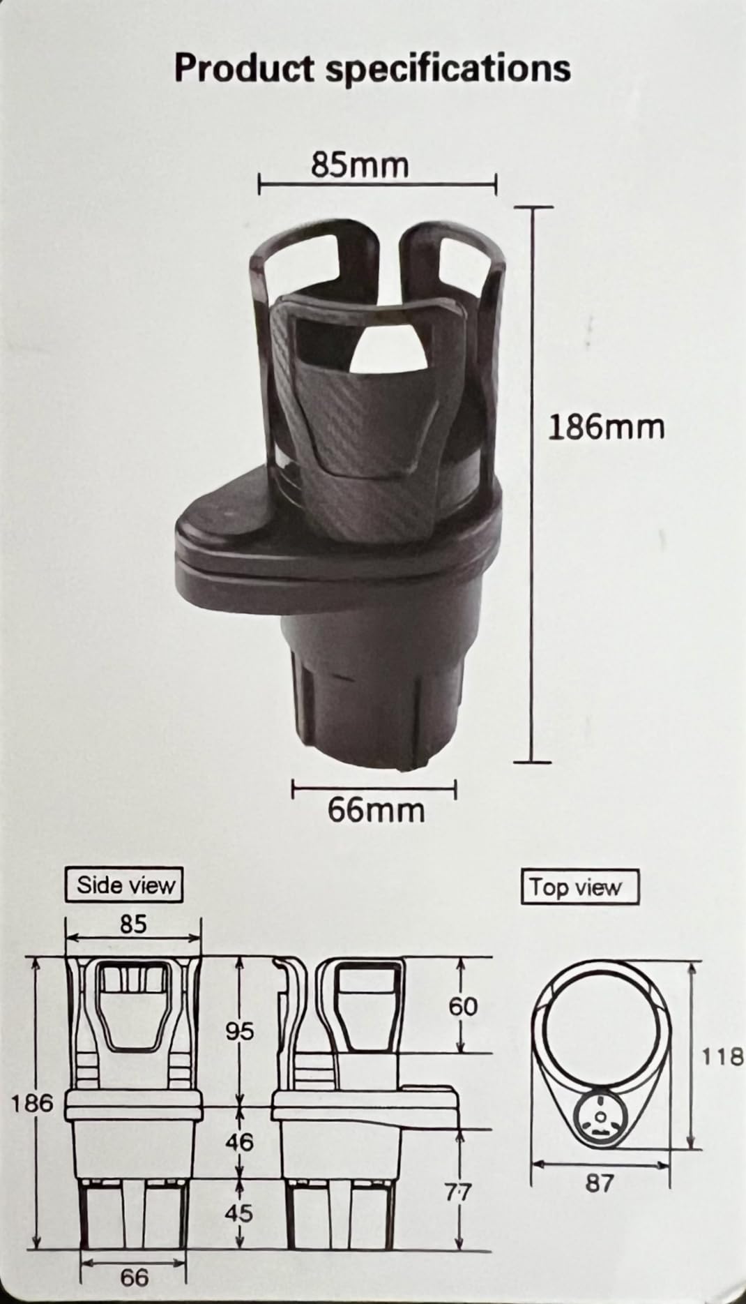 Amazon | YFFSFDC 車用ドリンクホルダー 2in1 多機能360˚回転 7.4-15cm調整可能 車載カップホルダー 滑り止め 車用小物入れ 自動車用ドリンクスタンド 収納便利 ...