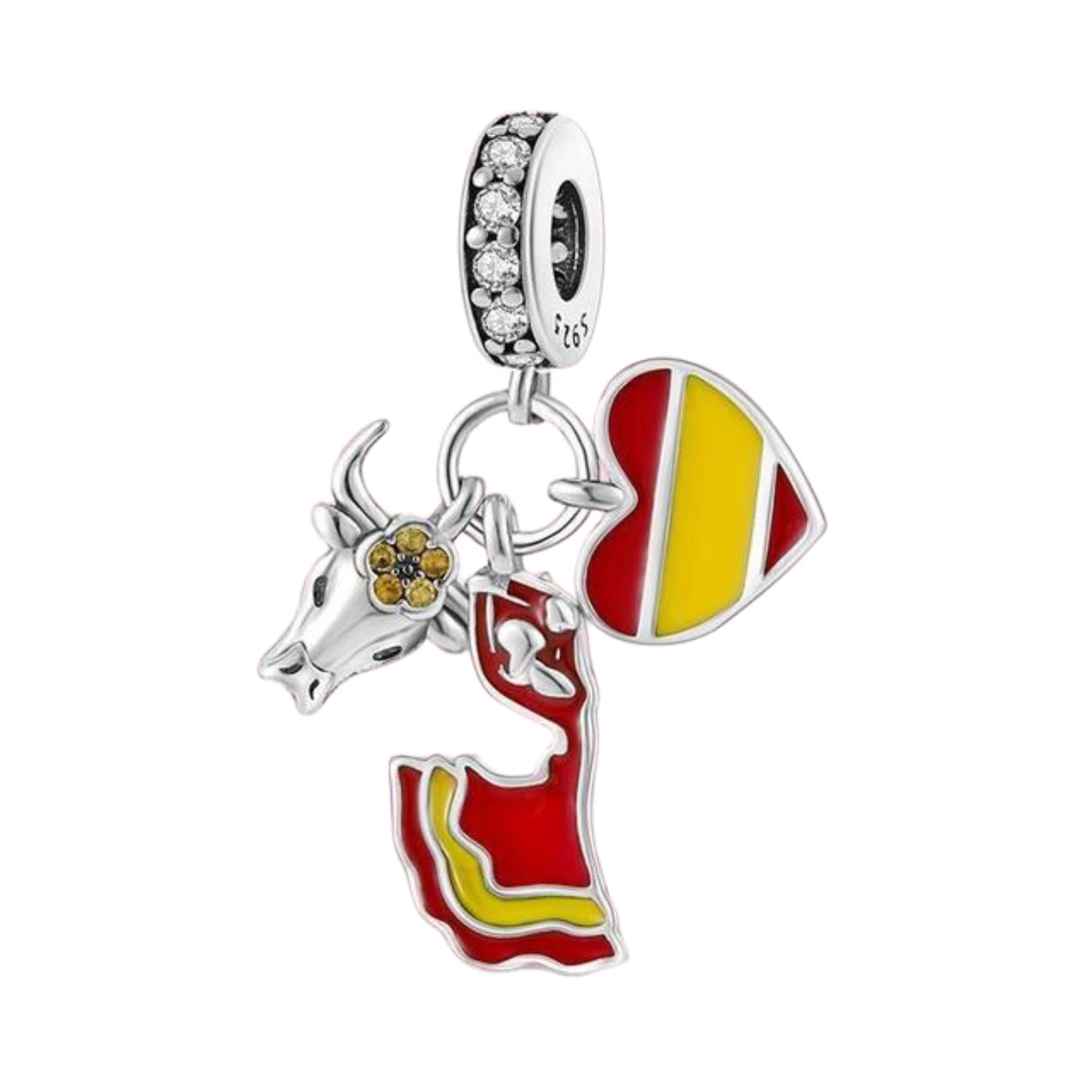 Amazon.com: Spain Flag Charm For Bracelet, Sterling Silver Charm ...