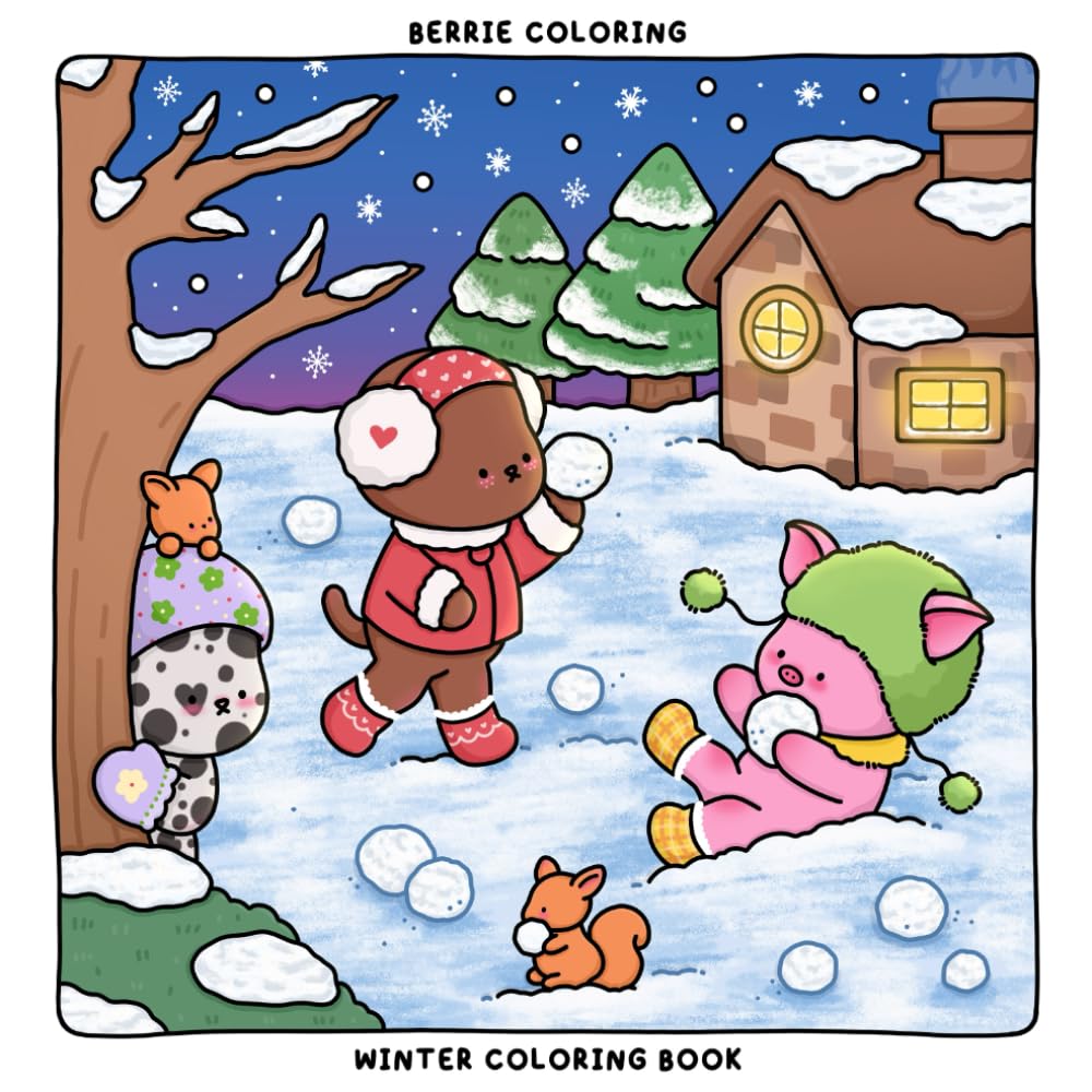 Amazon.com: Berrie Coloring Winter: Cute and Cozy Coloring Book for ...