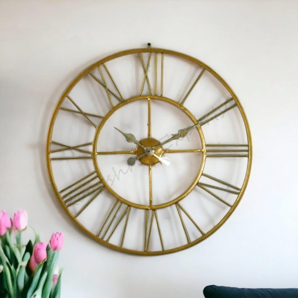 Buy Vintage Clock Iron Gold Large Wall Clock/One Year Warranty / 9061 ...