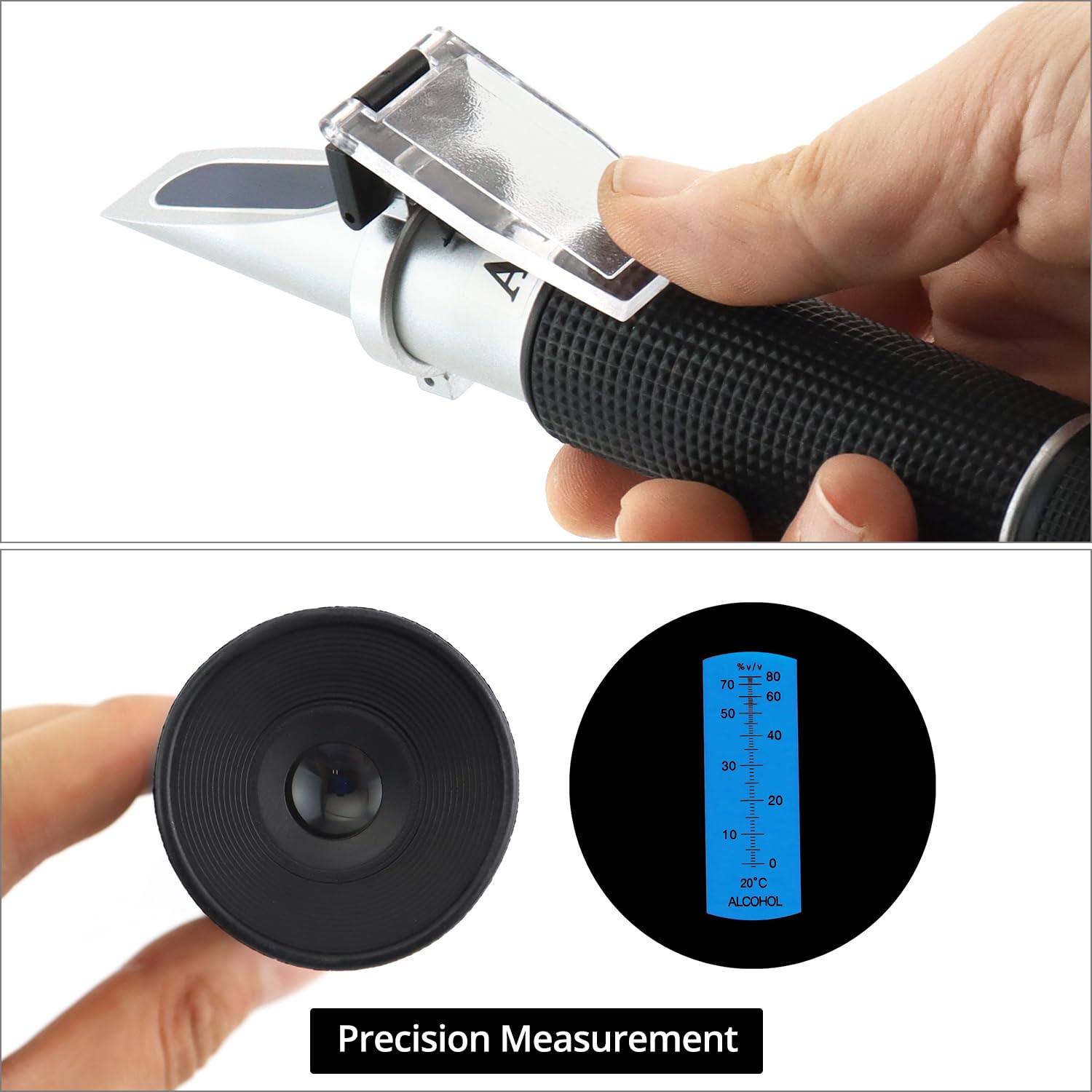 QWORK Alcohol Refractometer 0-80% Volume Percent, Portable ...