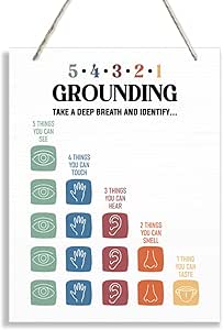 Amazon.com: 54321 Grounding Techniques Wood Sign, Therapy Decorations ...