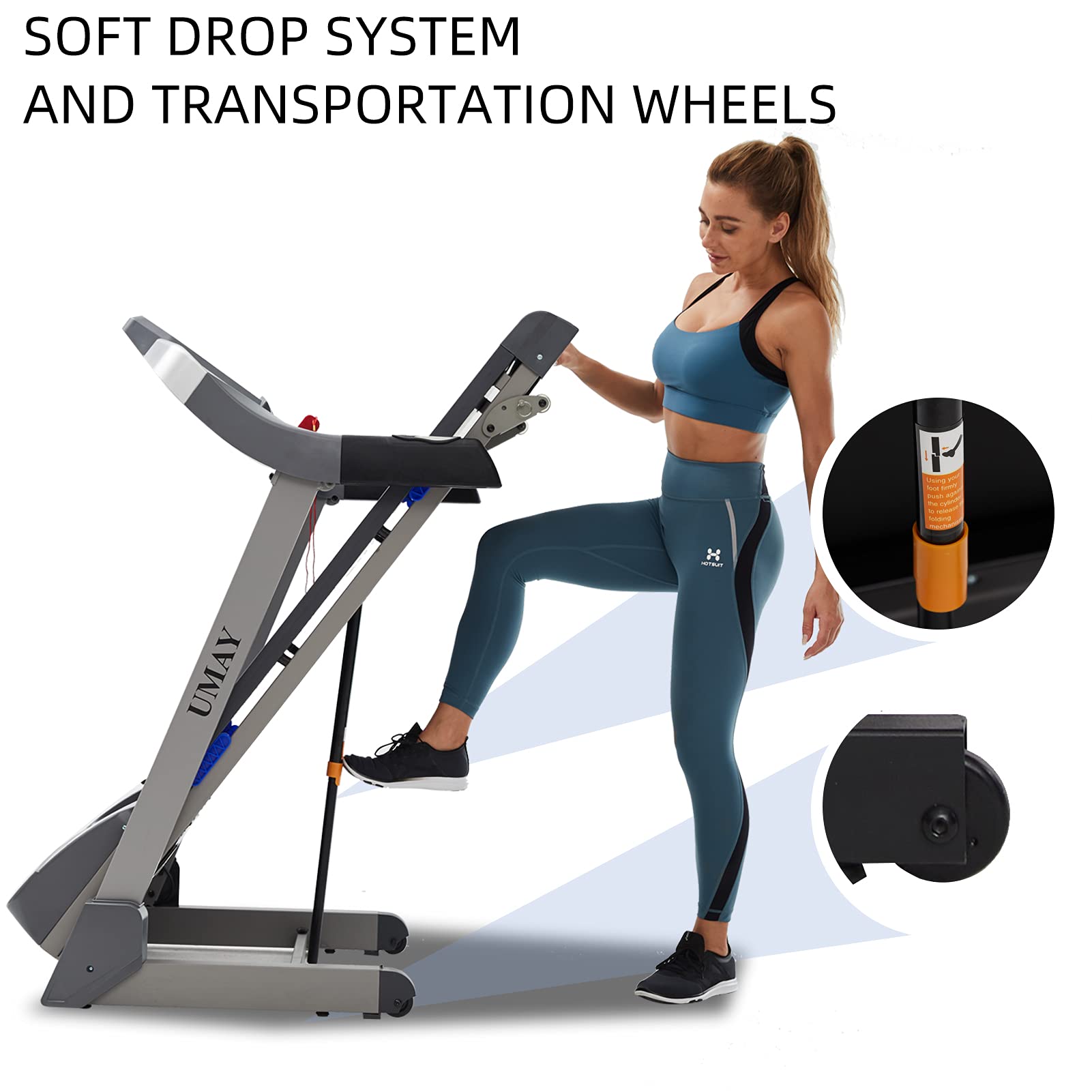 UMAY Foldable Treadmill with Incline, Portable Treadmills for Home ...