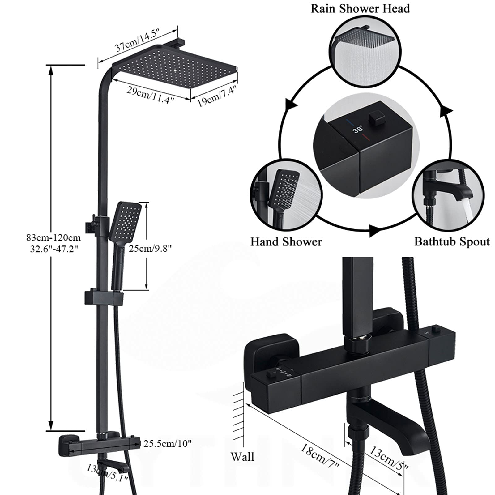 Waterproof Surface Mounted Shower Fixtures