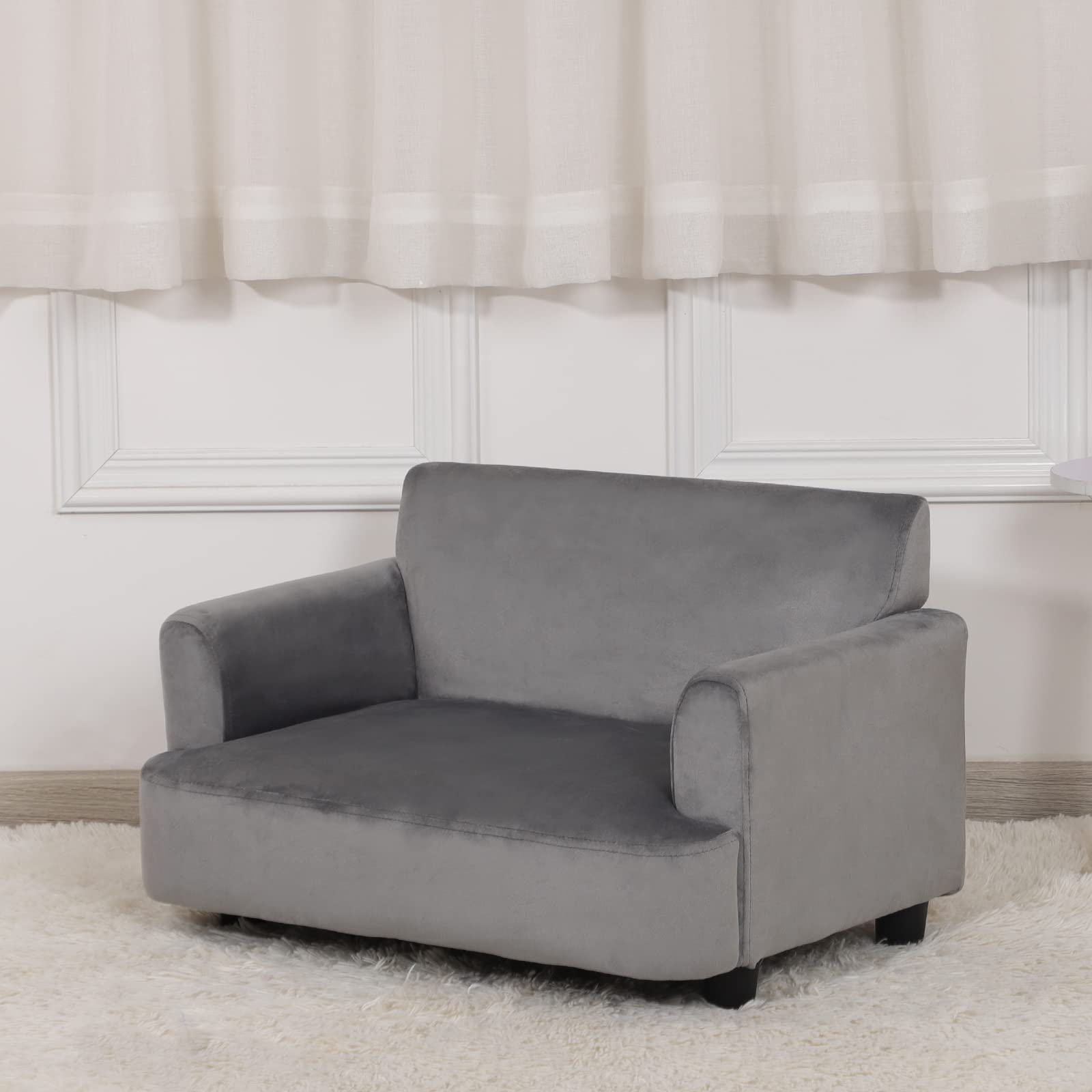 Dog Sofas and Chairs for Small Pet, Pet Sofa Bed with Wooden Frame and ...