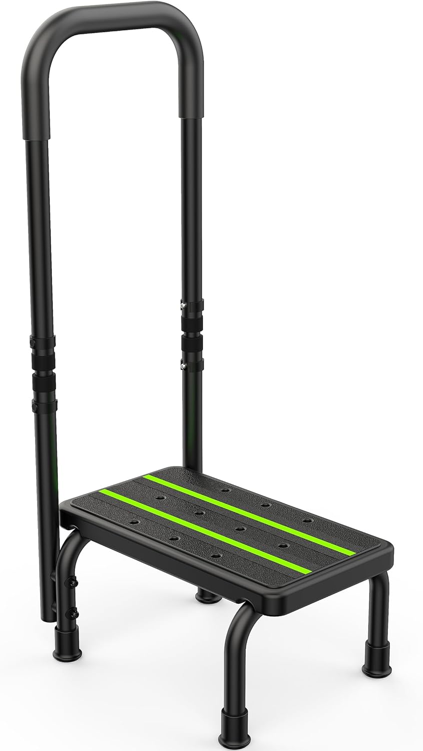 Packve One Step Stool with Handle for for Elderly, Non Skid Platform ...