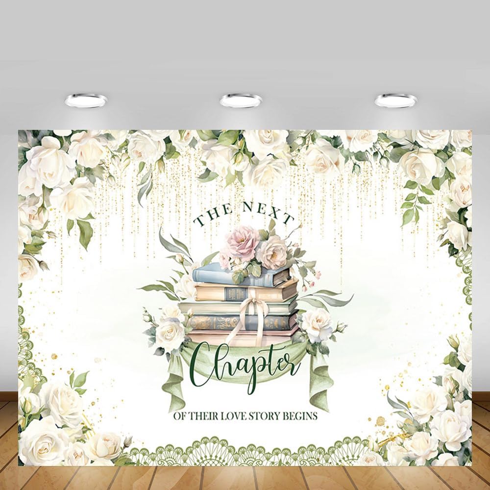 Amazon.com : MEHOFOND Book Themed Bridal Shower Backdrop Next Chapter ...
