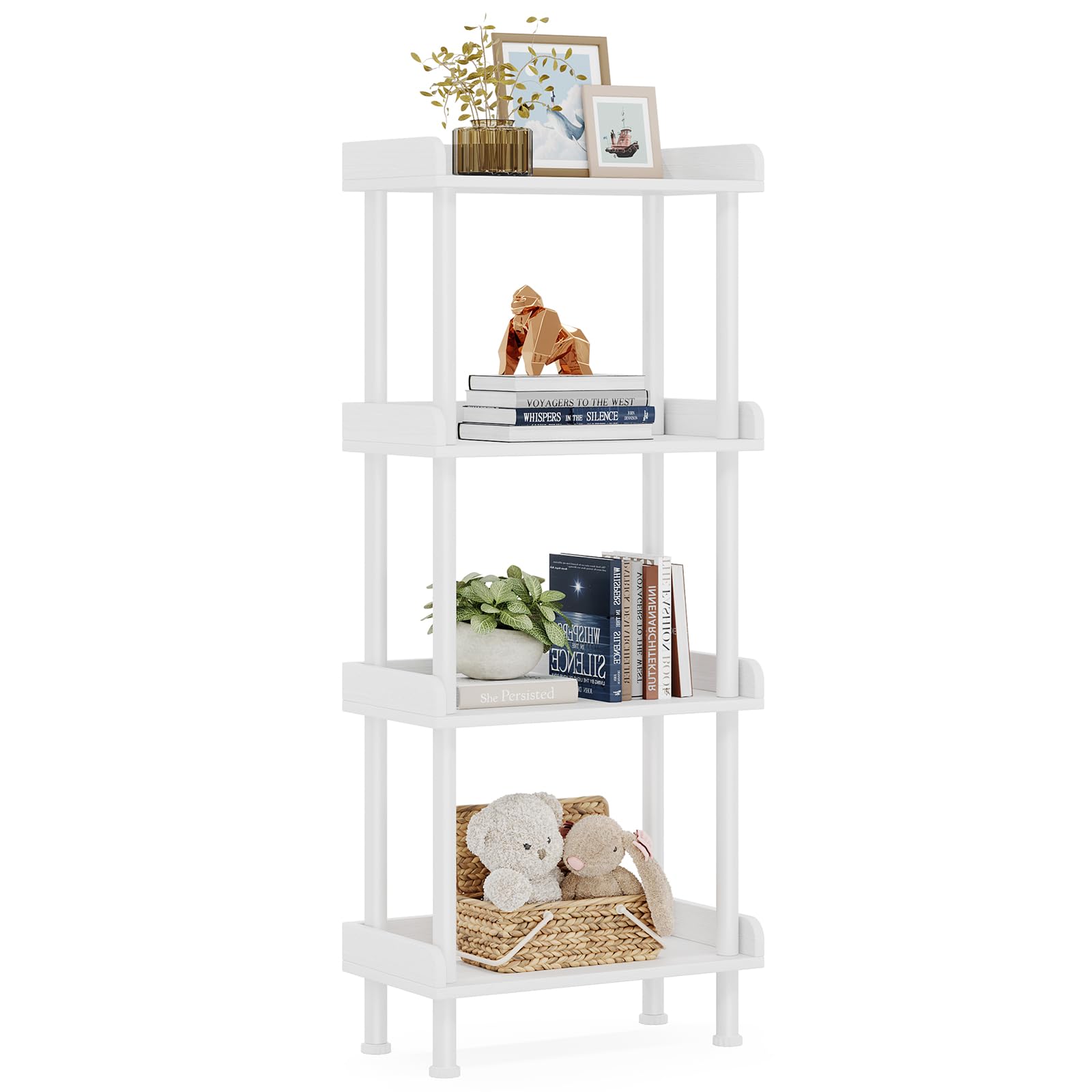 Amazon.com: Hosfais Bookcase 4 Tier Bookshelf, Vintage Small Bookshelf ...