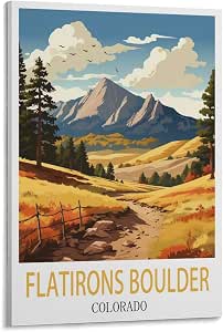 Amazon.com: GuYaNa Flatirons Boulder Colorado Vintage Travel Poster ...