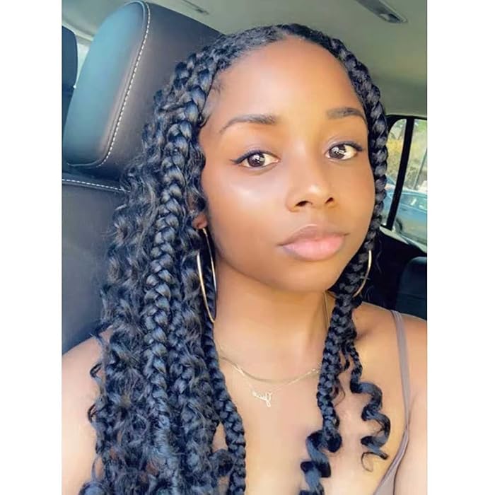 Buy 7 Packs Crochet Box Braids Curly Ends 10 Inch Crochet Braids Box ...