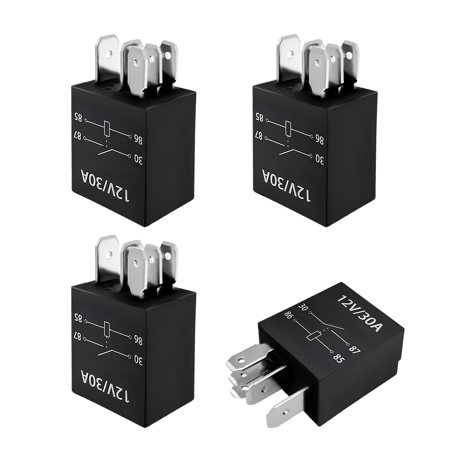 Snapklik.com : 4-Pack 5 Pin Starter Relay, 12V 30A Heavy Duty ...