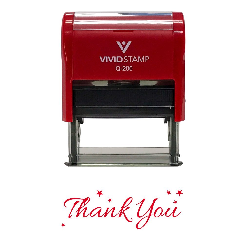 Amazon.com : Thank You w/Stars Self Inking Rubber Stamp (Red Ink ...