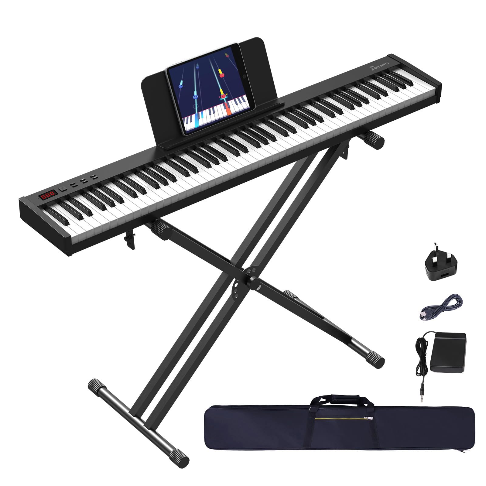 OYAYO Piano Keyboard 88 Key with Double X Stand, Full Size Semi ...