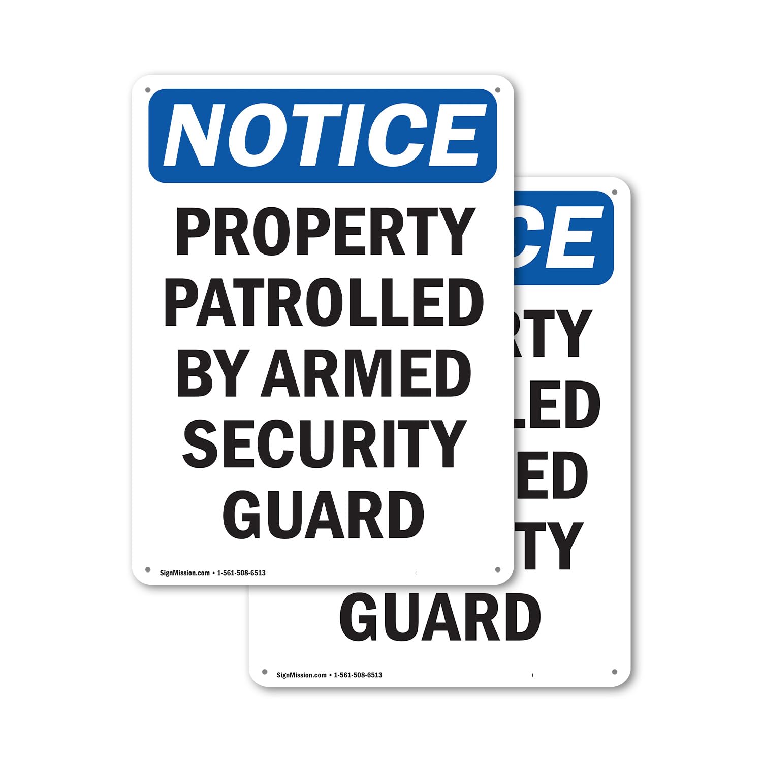 Amazon.com: (2 Pack) Patrolled By Armed Security Guard OSHA Notice Sign ...