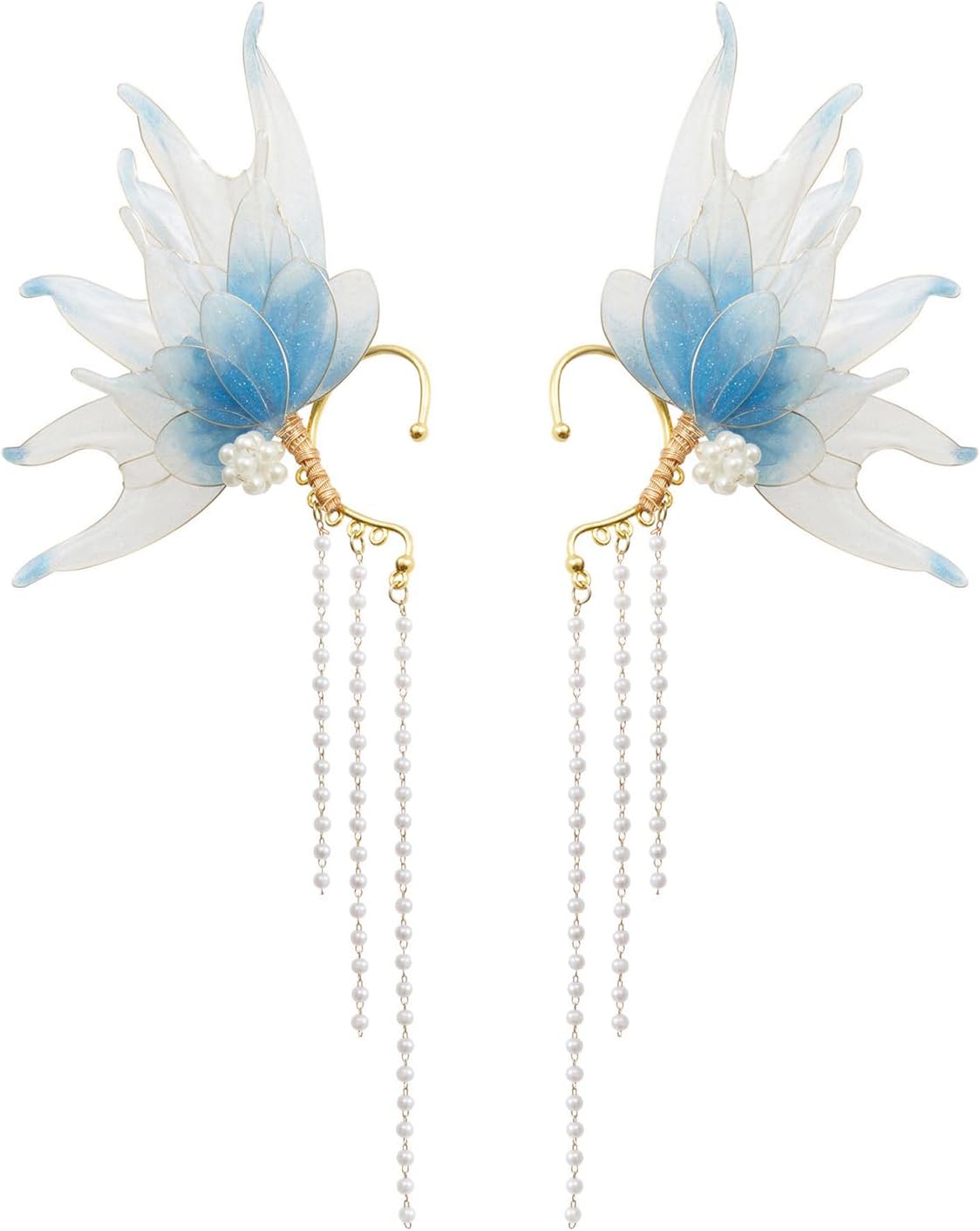 Amazon.com: Stunning Mermaid Elf Ear Cuffs with Pearl Tassel, Non ...