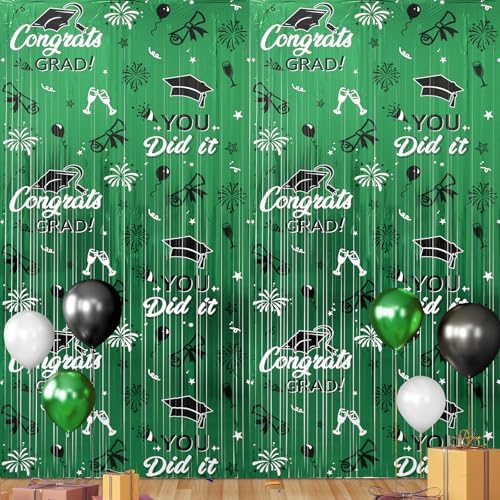 Amazon.com : 2025 Graduation Foil Fringe Curtains, 2 Pack 3.2×6.5 ft ...