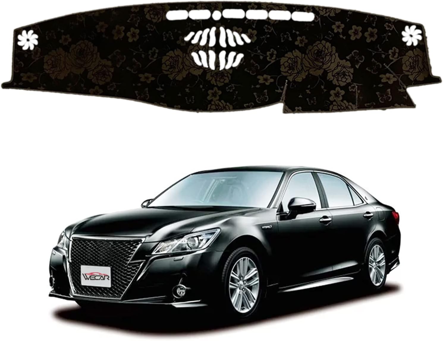 Amazon | WeCar ダッシュボードマット トヨタ クラウン 14代目 210系 2012～2018年 スエード高級素材 花柄 専用 ダッシュマット ダッシュボードカバー 紫外線パッド ...