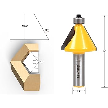 HOHXEN 1/2'' Shank 30 Degree Chamfer & Bevel Edging Router Bit 2-5/8"H ...