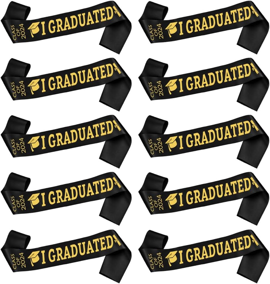 Amazon.com: JZTang 10 Pcs Graduate Sash Satin Graduation Sashes Gold ...