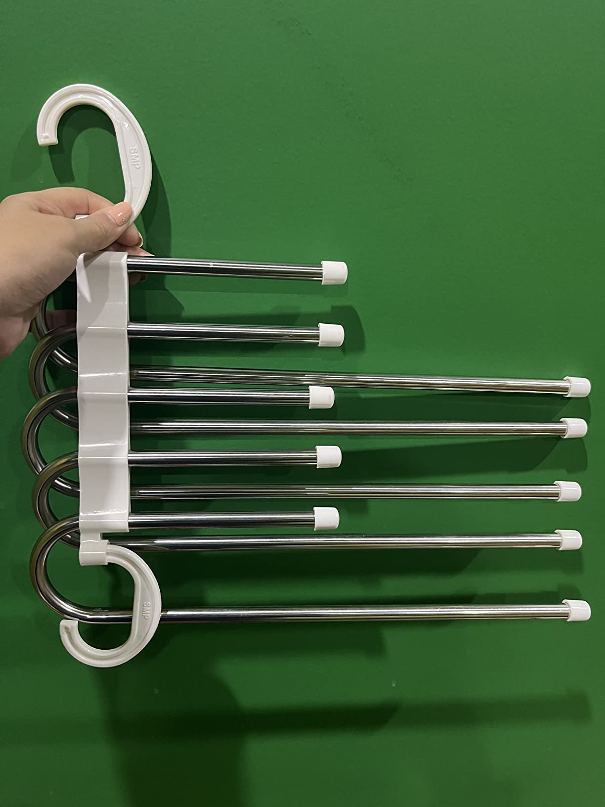 RYLAN (Pack of 4) 5 in 1 Stainless Steel Foldable Hangers for Clothes ...