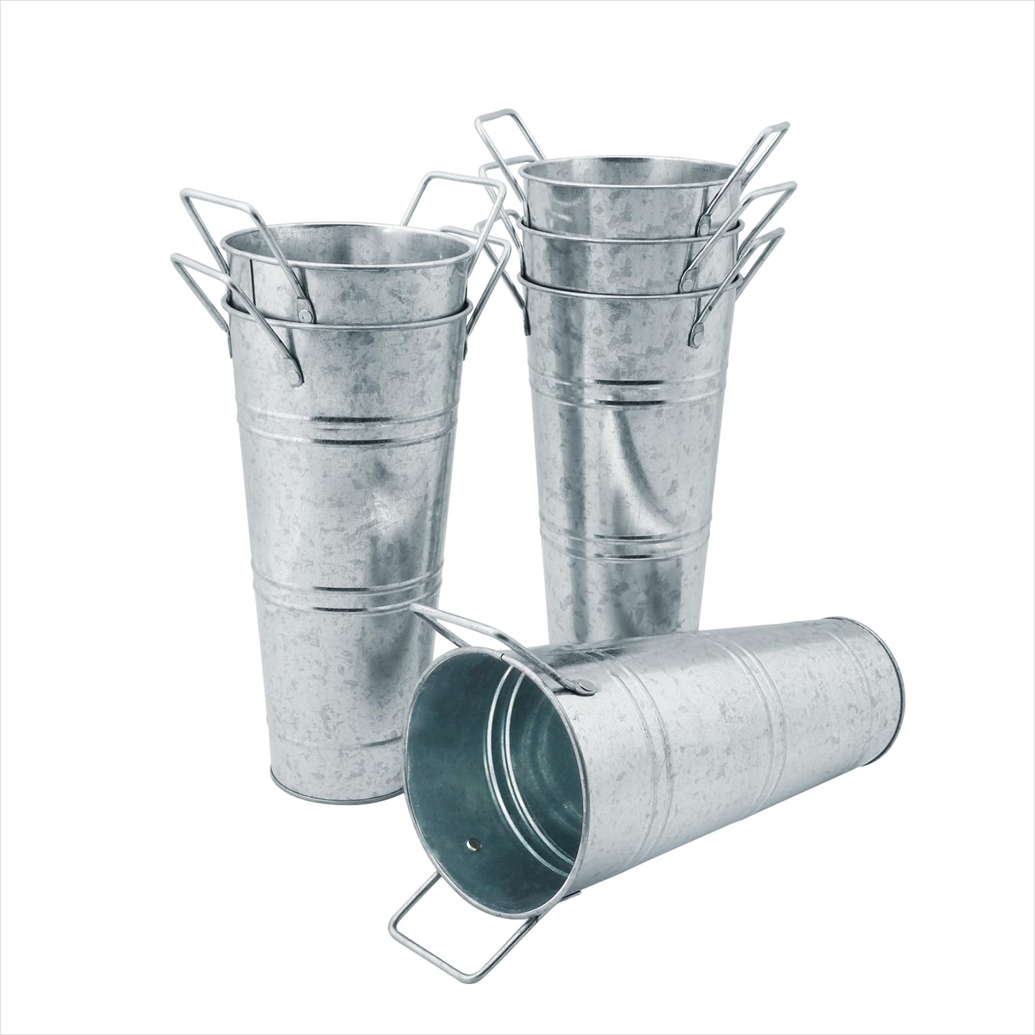 Amazon.com: 6 PCS 9 Inch Tall Galvanized Flower Bucket with Handles ...