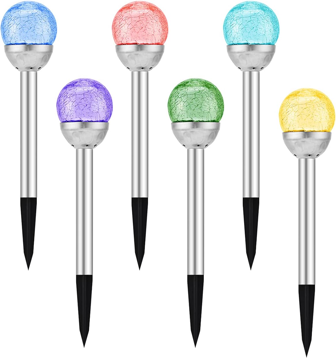 GIGALUMI Solar Lights Outdoor, Cracked Glass Ball Solar Garden Lights ...