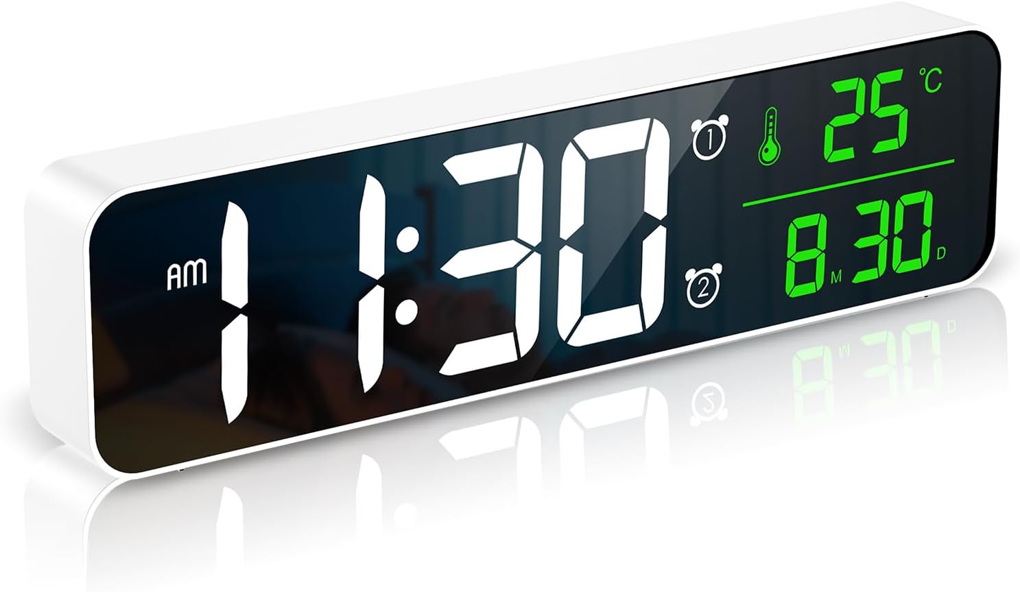 KOSUMOSU Orologio digitale LED per camera da letto, 6,7 pollici, sveglia bianca, sveglia ...