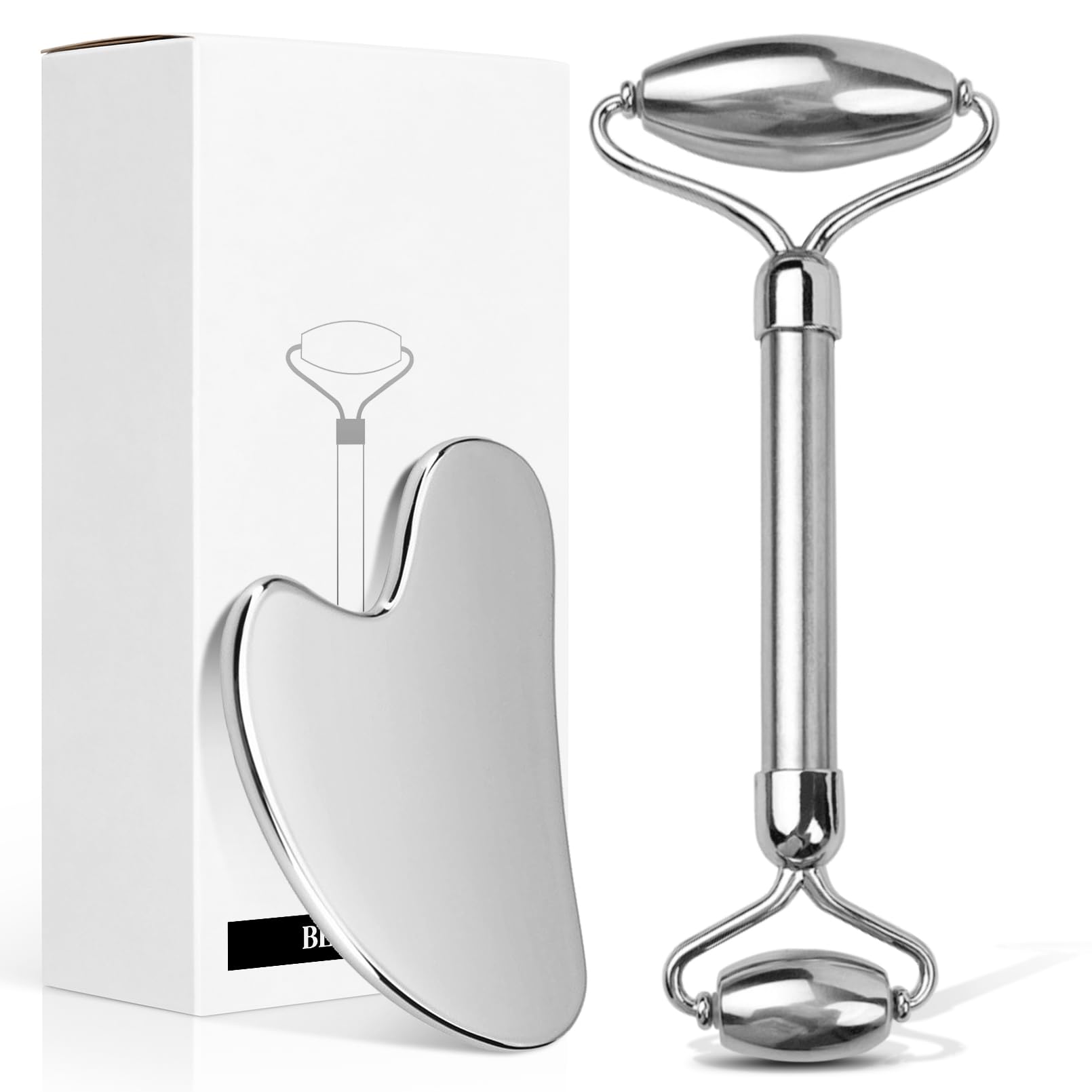 Amazon.com: Aresvns Stainless Steel Facial Roller & Gua Sha - Metal Gua ...