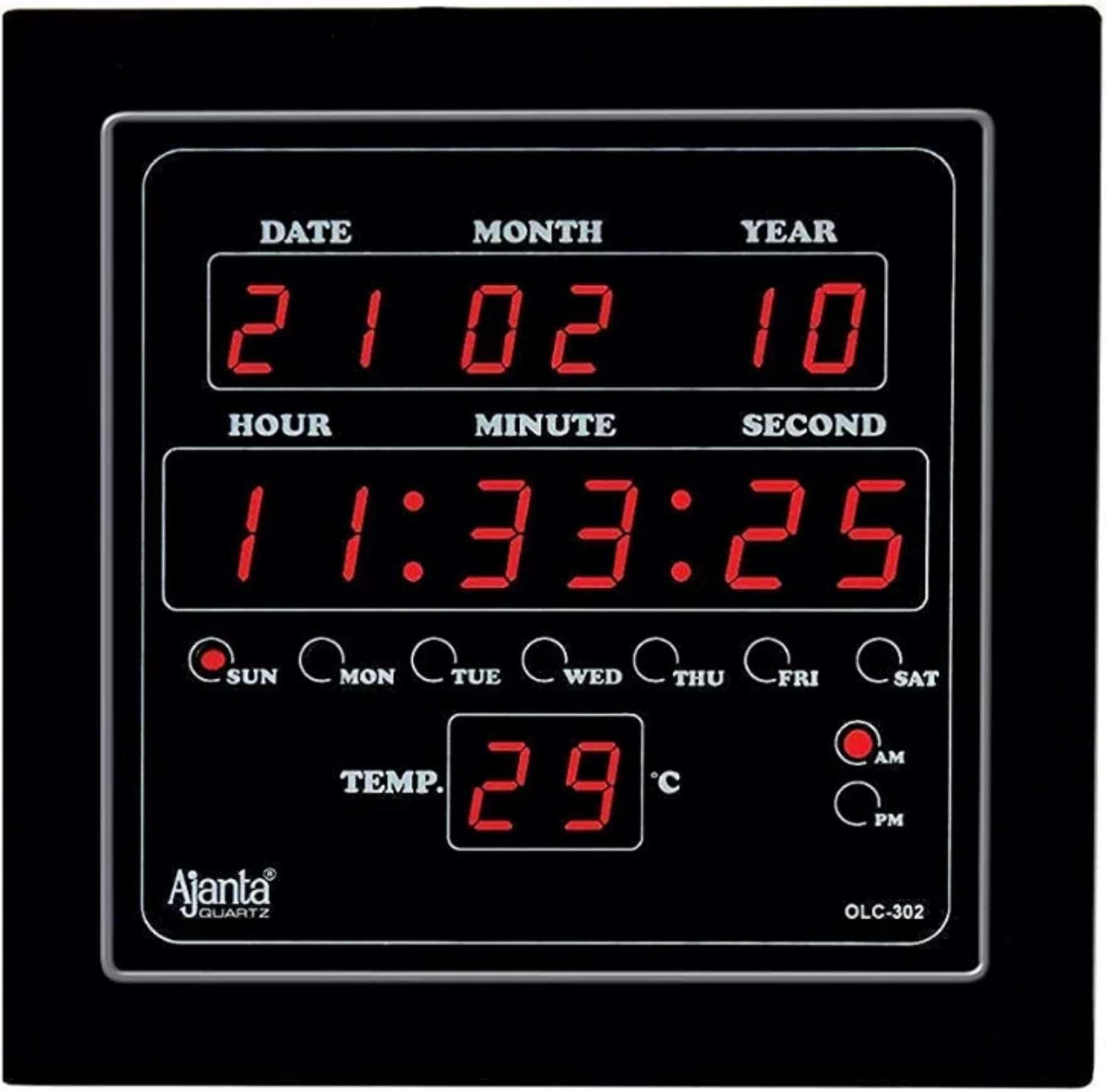 Buy SRS Wall Watch Digital Red Led Sqare Wall Clock Olc - 302 (25.4 Cm ...