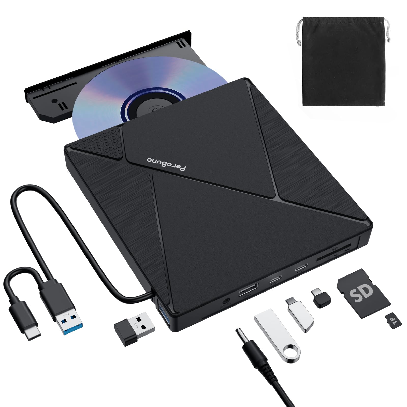 Amazon.com: PeroBuno External CD DVD Drive, USB 3.0 Optical Disc Drive ...